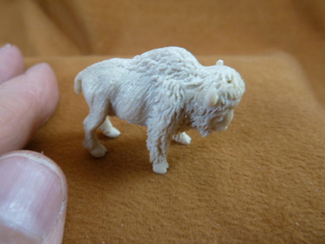Little Albino Buffalo Figurine on Wood Base Bali Detailed Carving of ...