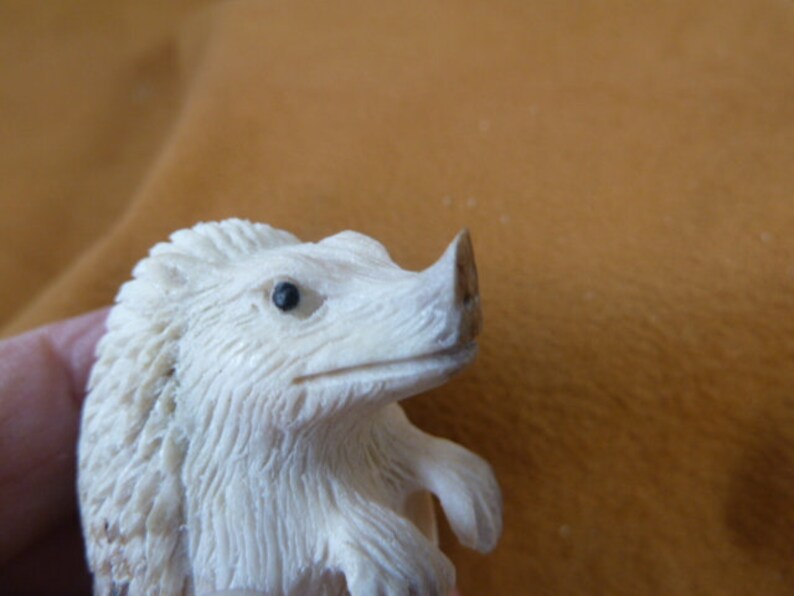 Hedgehog of Shed ANTLER Figurine Bali Detailed Carving of Shed Moose ...