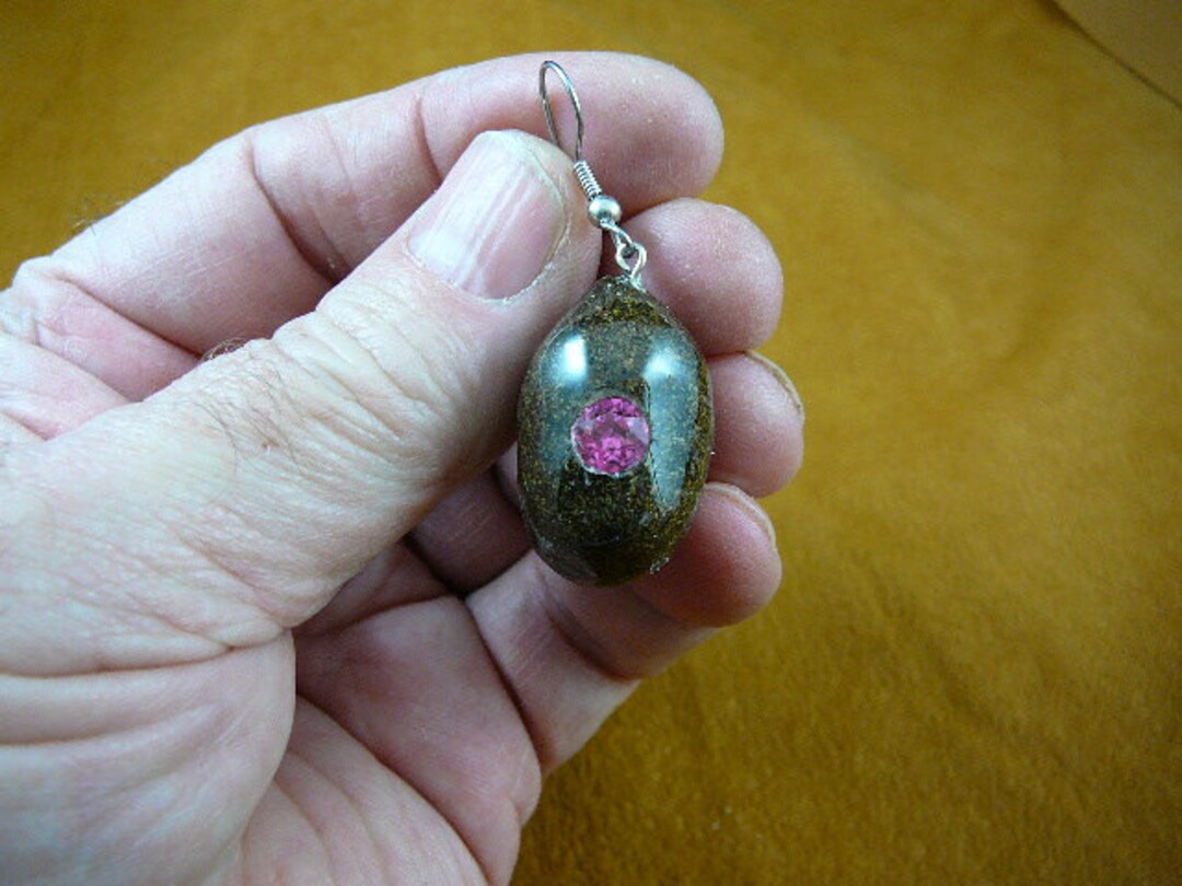 One Single Earring Real Moose POOP Doo Doo Nugget With Pink Rhinestone ...