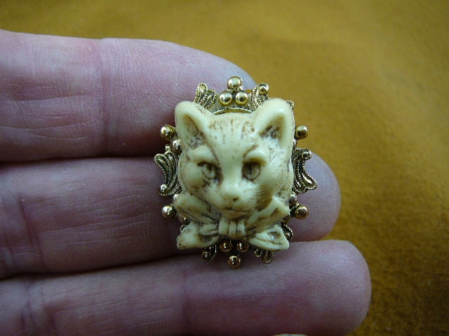 Cat I Love Cats Little Baby Kitten CAMEO Pin Pendant Brass Brooch Cs28 ...