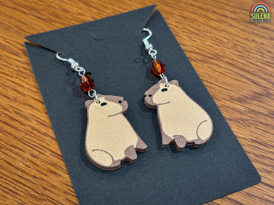 Capybara Dangle Earrings: Lightweight Quirky Animal Jewelry - Etsy