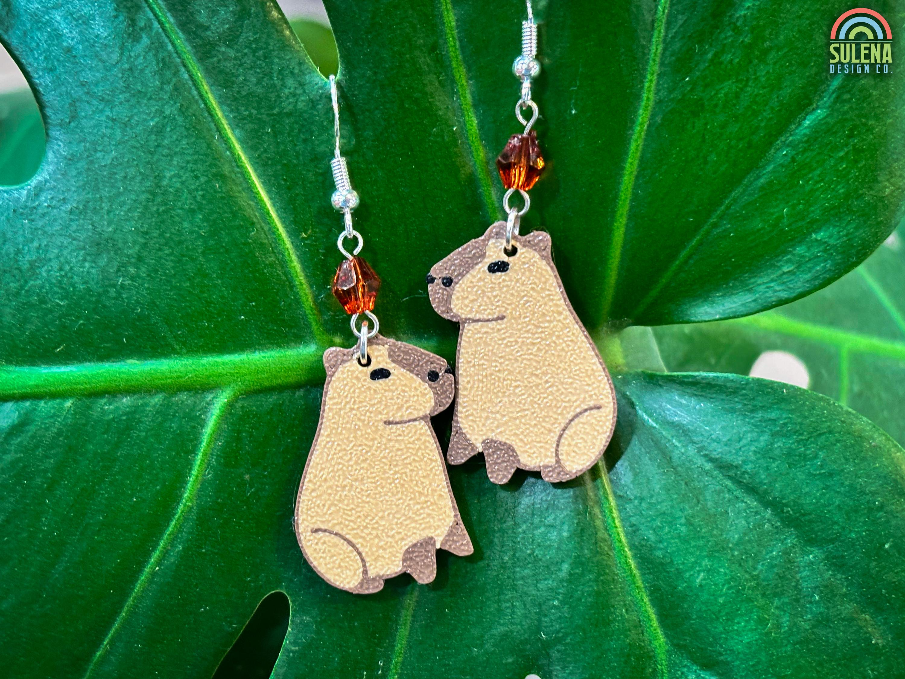 Capybara Dangle Earrings: Lightweight Quirky Animal Jewelry - Etsy