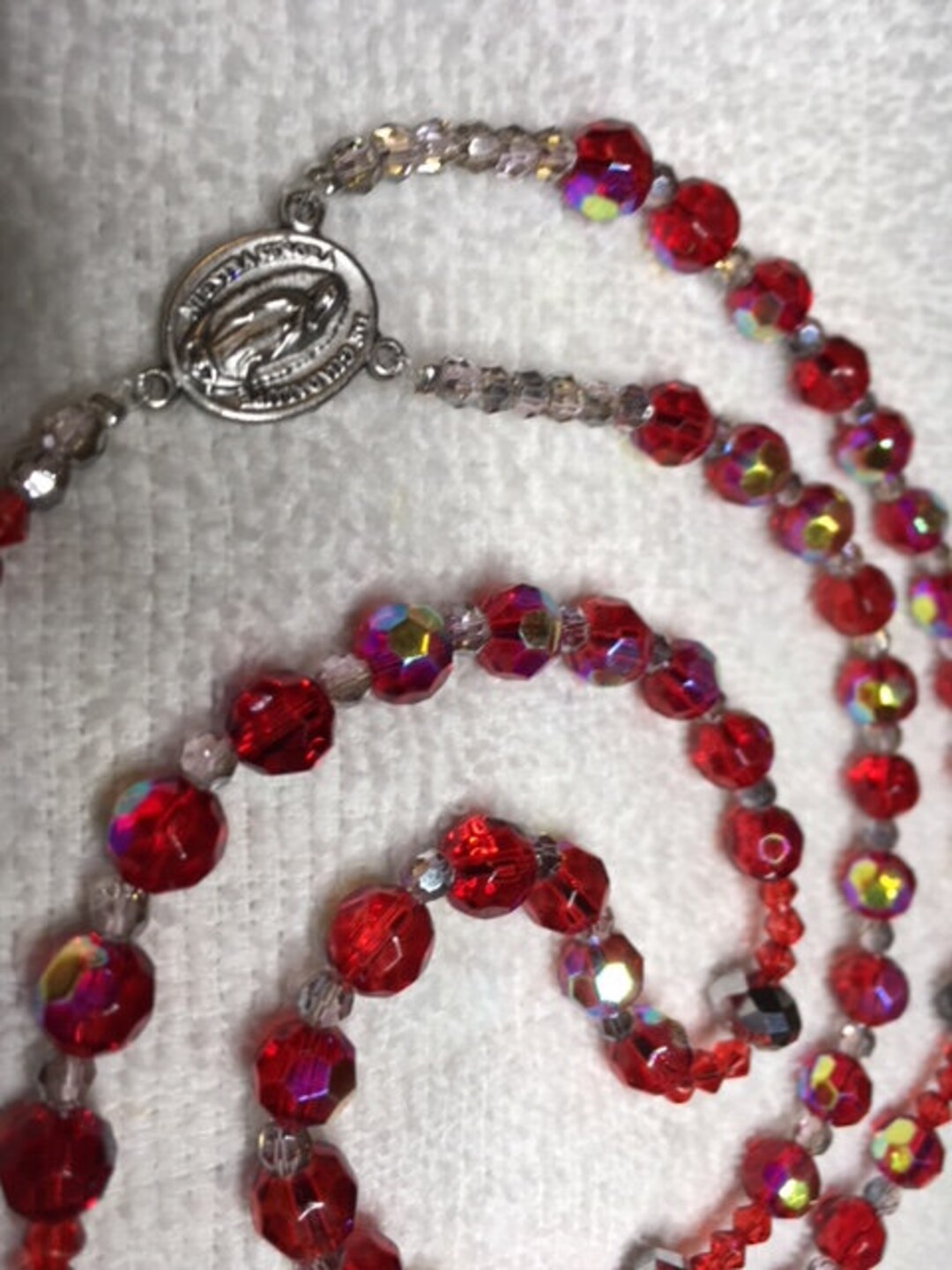 Catholic Rosary Ruby Red Jade Fire Polished With AB Finish Italian ...