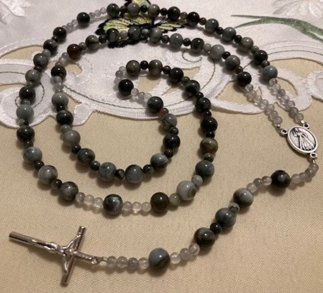 Catholic Rosary Rare Eagle Eye Beads Grays in Various Shades Divine ...