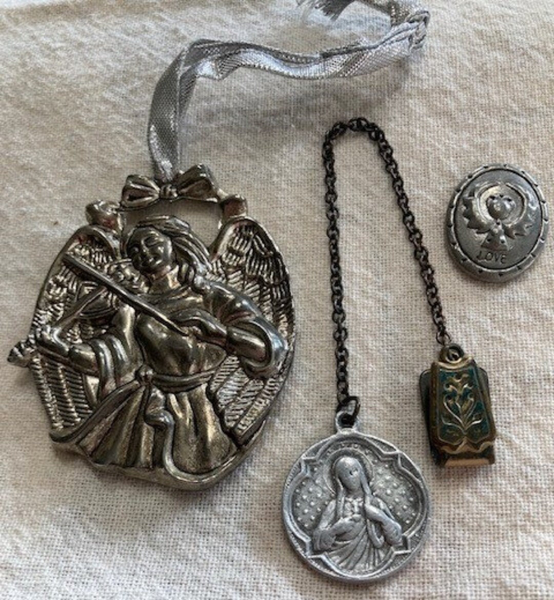 Medals Lot 3 Silver Medals Large Silver Angel Ornament Gorman Name on ...