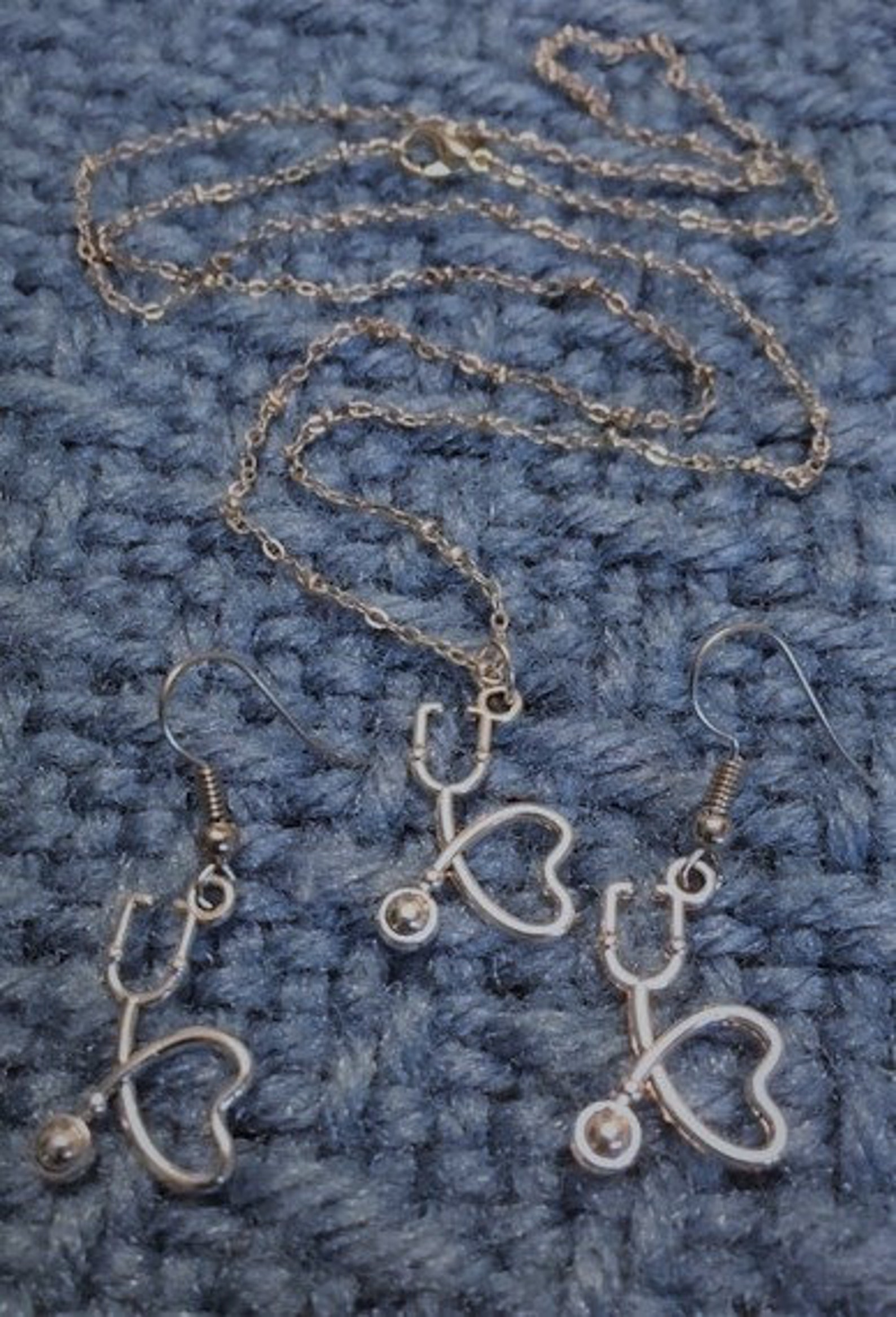 Stethoscope Jewelry Set for First Responders Pendant on Stainless Chain ...