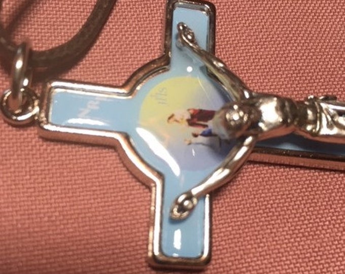 Cross First Communion Full Color Double Sided Silver Blue Picture Large ...