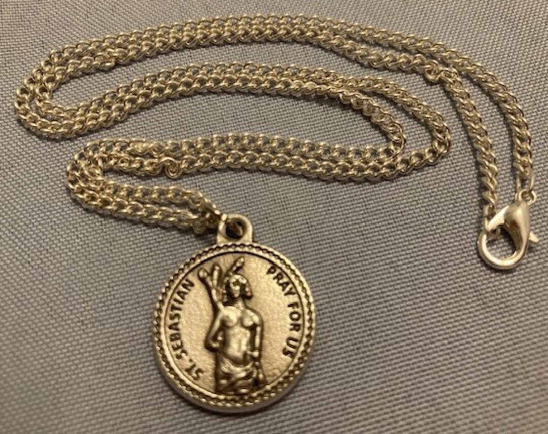 Medal St Sebastian Patron Saint of Sports and Athlete Silver Double ...