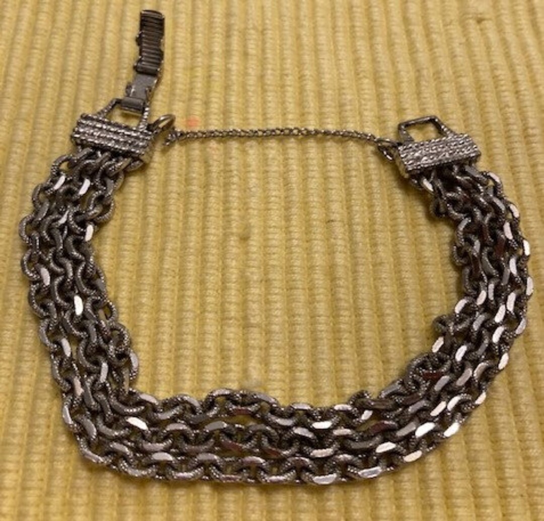 Bracelet Silver Vintage Triple Chains Marked Goldette Ny on Clasp ...
