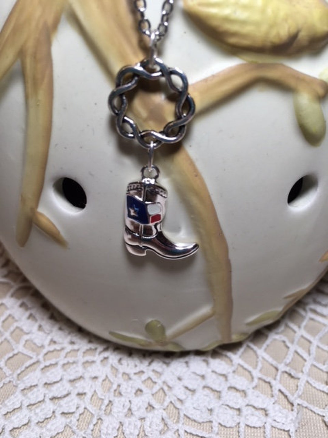Texas Flag Boot Pendant on Stainless Steel Chain With Extension Flag in ...