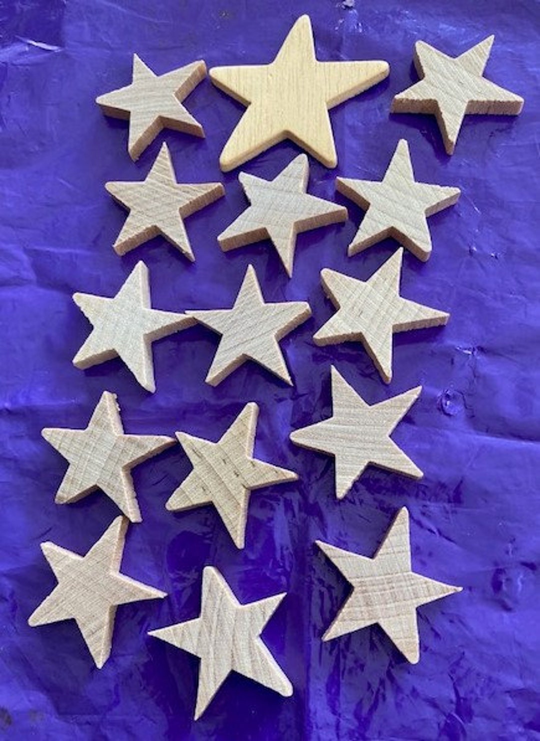 Lot 15 Stars Wood Natural Color 2 Sizes for Art Projects - Etsy