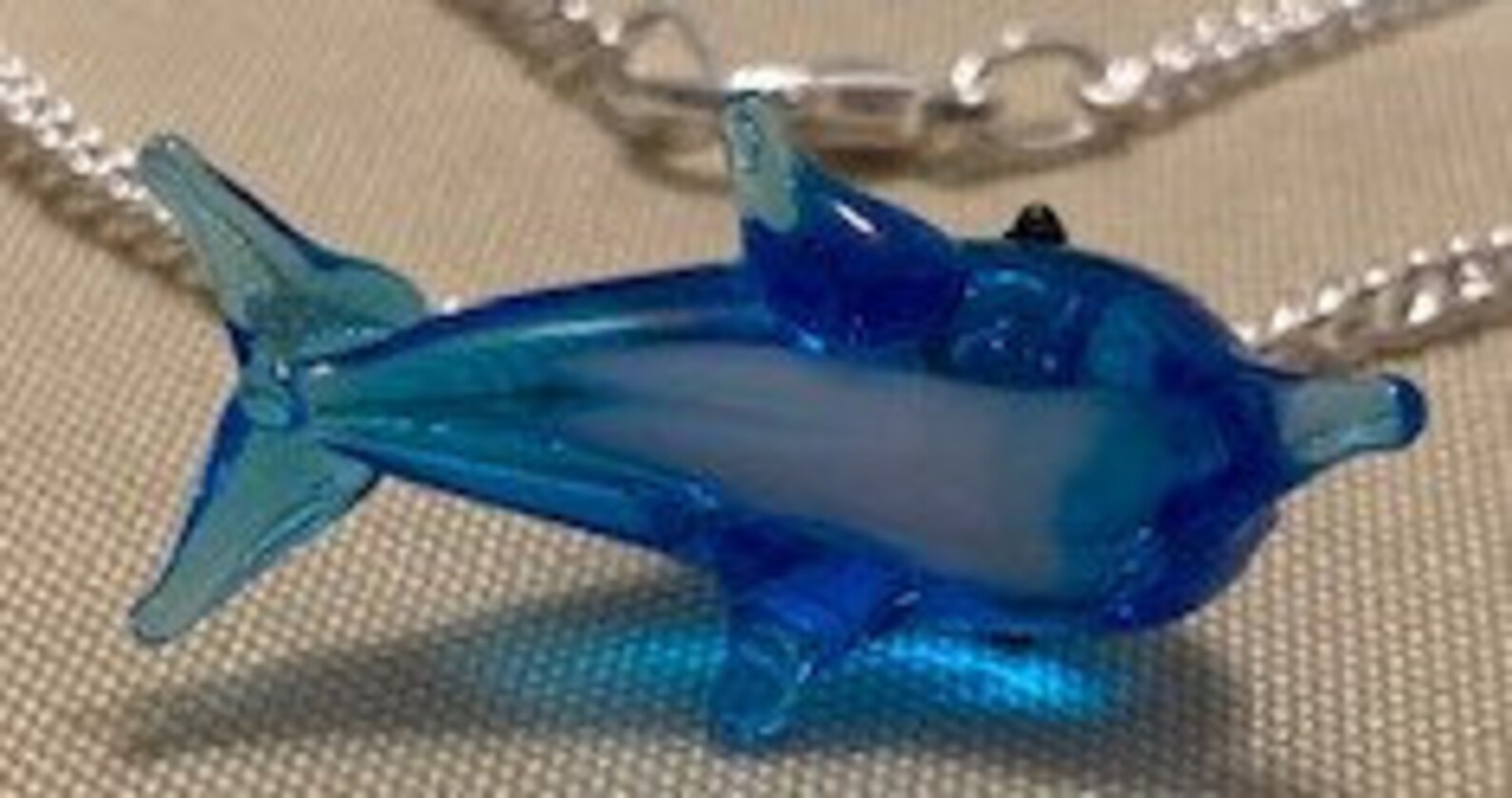 Necklace Blue Dolphin Hand Blown Glass Stainless Steel Chain - Etsy