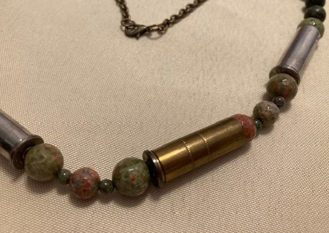Necklace Bullet Casings Brass and Silver With Unakite Beads Bronze ...