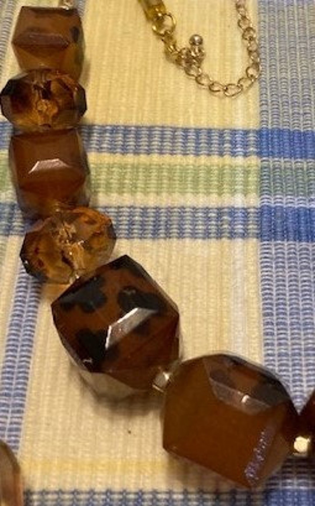 Exotic Necklace With Huge Acrylic Beads Topaz Colored With Black ...