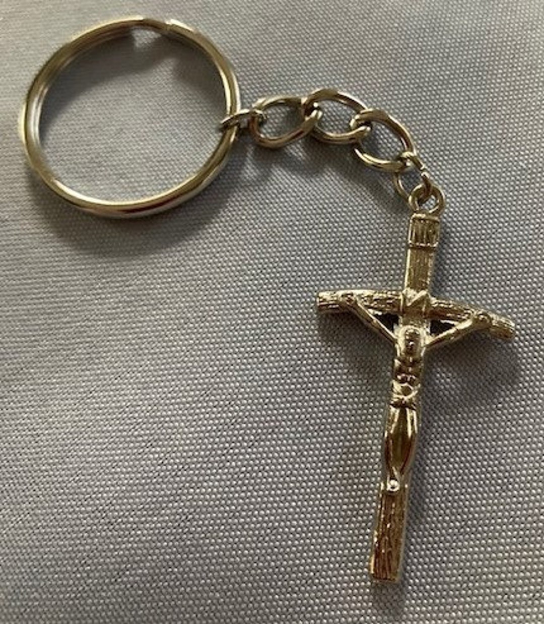 Lot 2 Cross Key Chains Silver Crucifix Wood Like Cross - Etsy