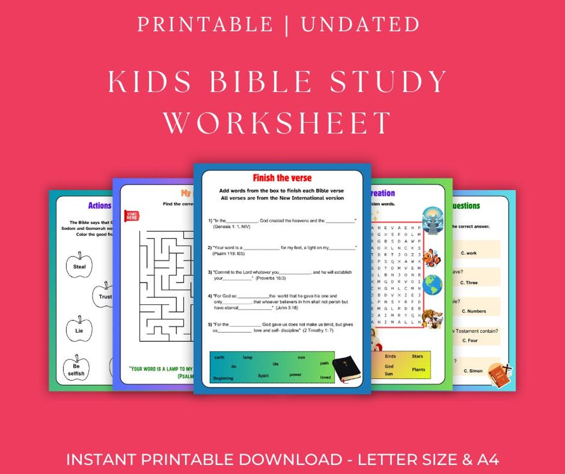 Kids Bible Activity Worksheet for Sunday School, Printable Worksheet - Etsy