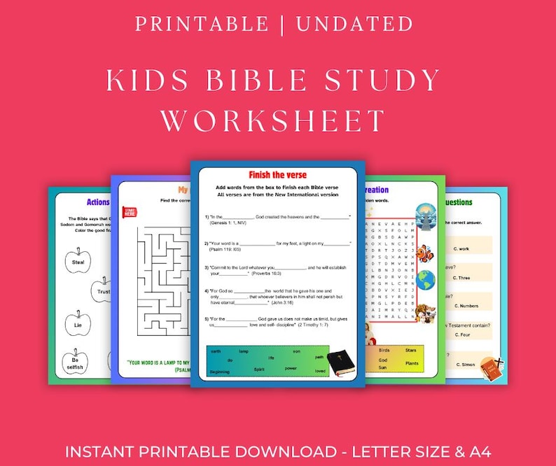 Kids Bible Activity Worksheet for Sunday School, Printable Worksheet - Etsy