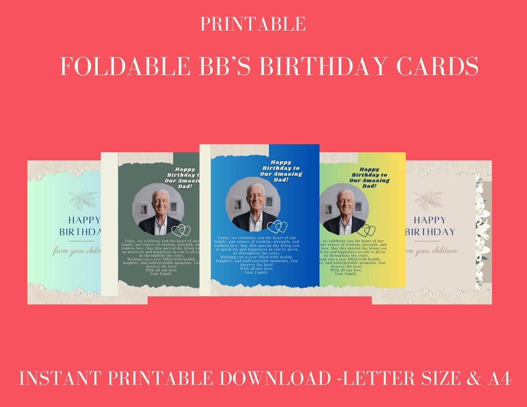 Printable Foldable Birthday Card for Dad | Editable Canva Template ...