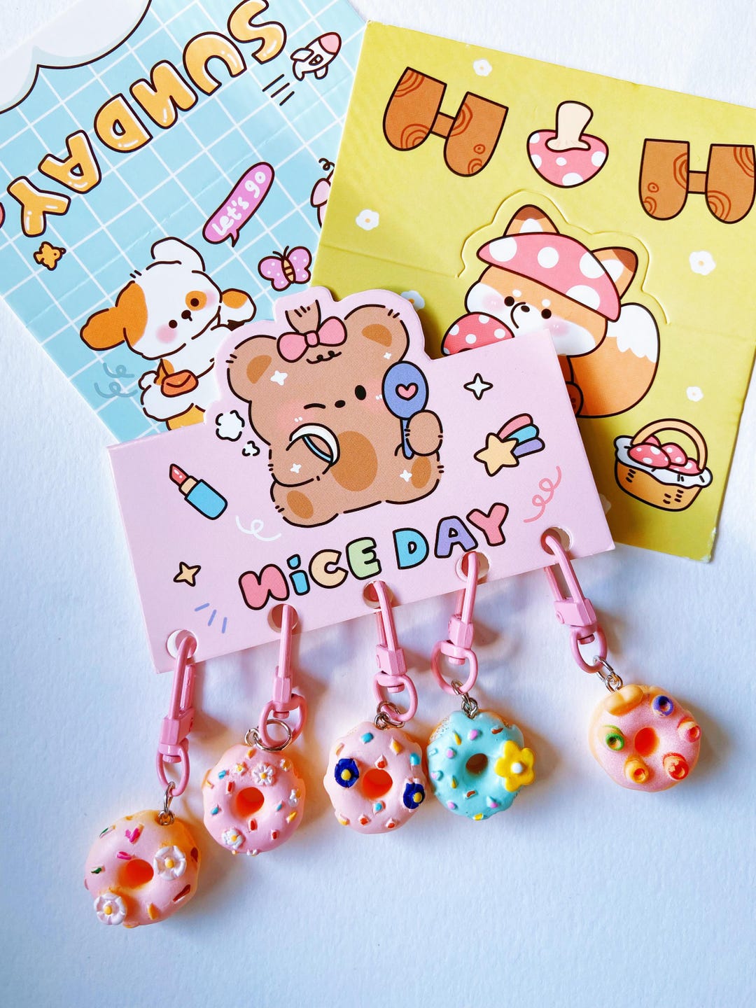 A Set of Kawaii Resin Keychain/cute Wallet Charms/backpack Chain/donuts ...