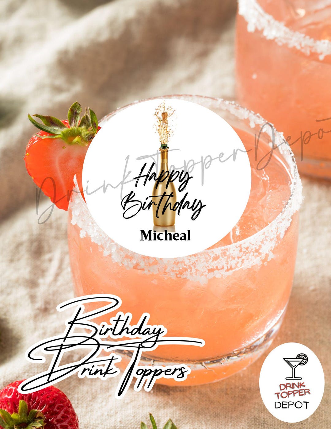 Birthday Edible Drink Toppers L Wow Your Guest - Etsy