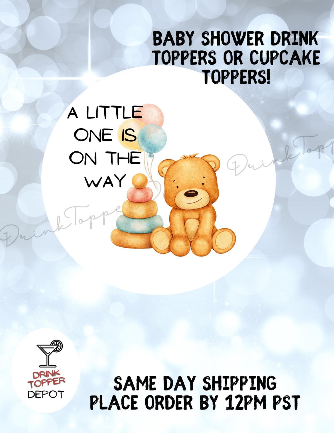 Baby Shower Edible Drink Toppers L A Little One is on the Way - Etsy