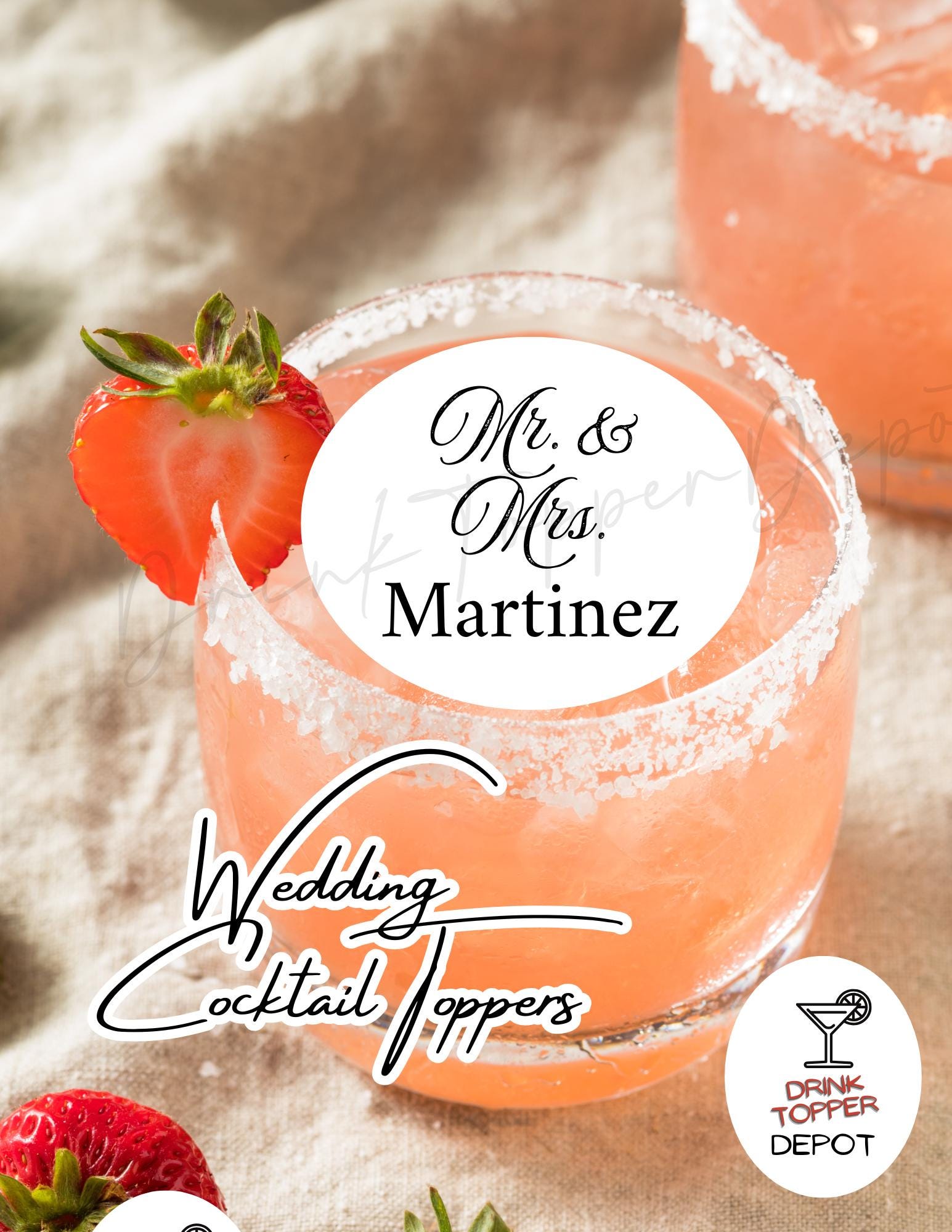 Bulk Wedding Edible Cocktail Toppers L Mr. and Mrs. Wedding Drink ...
