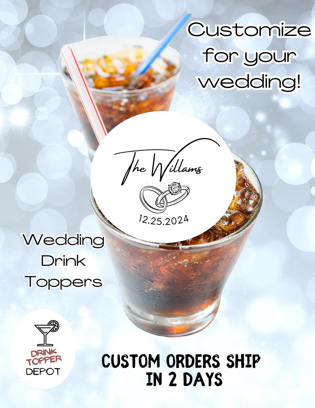 Bulk Wedding Edible Cocktail Toppers L Edible Cocktail Toppers Bulk - Etsy