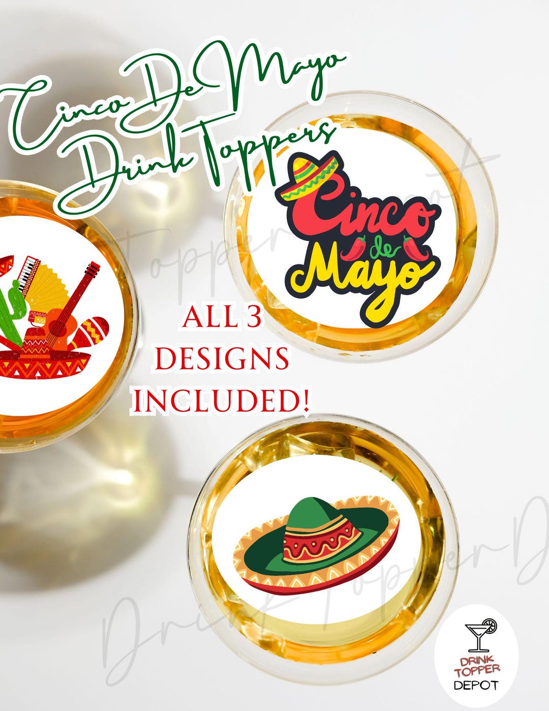 Cinco De Mayo Edible Drink Toppers or Cupcake Toppers L Cinco De Mayo ...