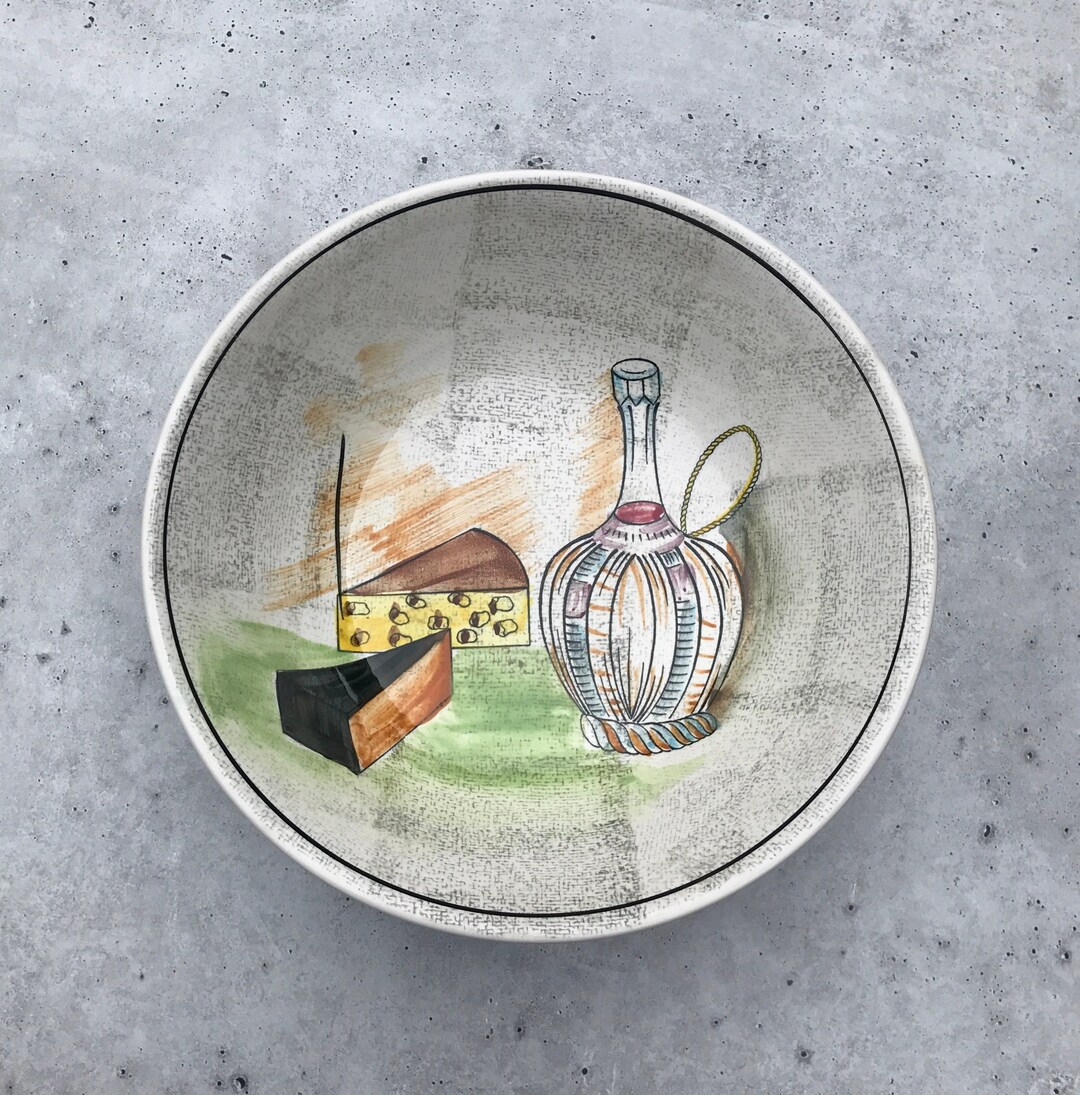 Vintage Large Serving Bowl, Wine Cheese Bowl, Vintage Spaghetti Serving ...