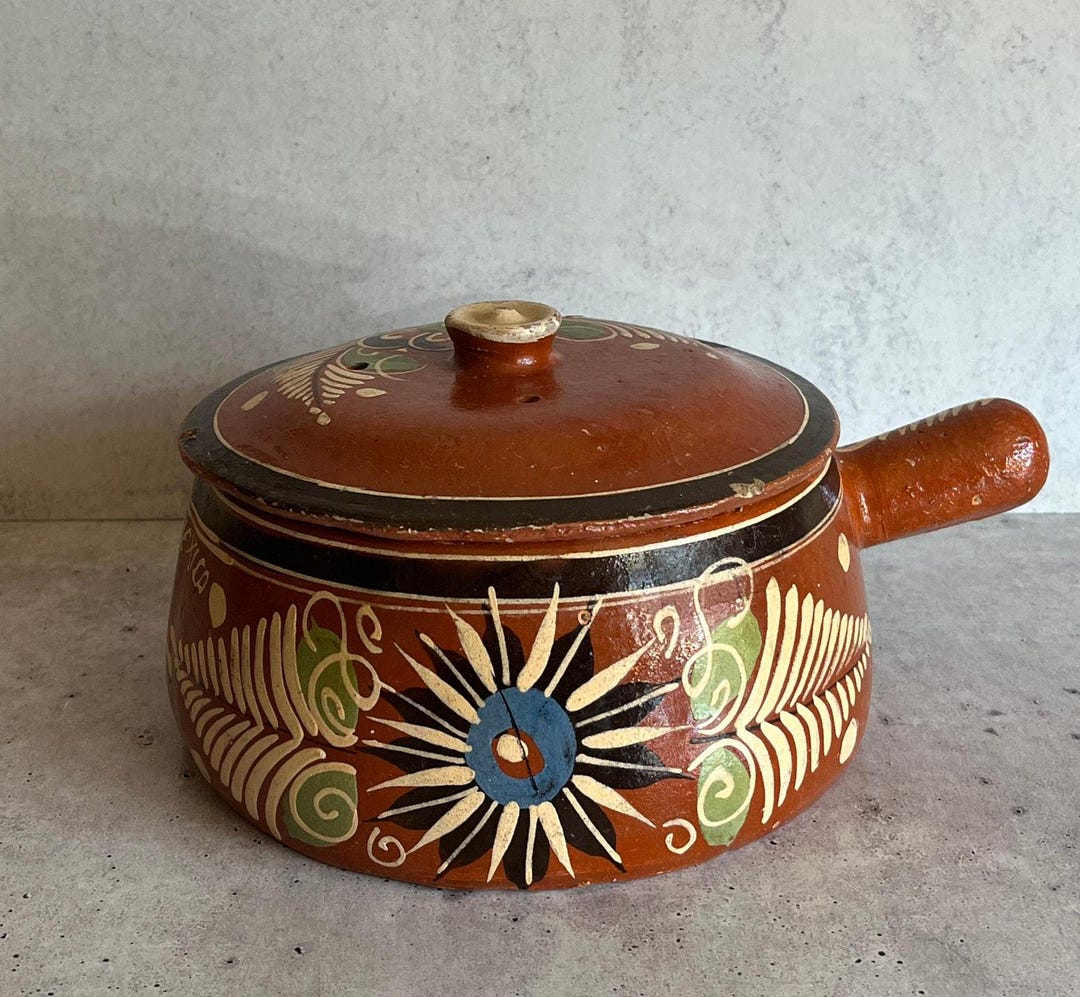 Vintage Large Mexican Redware Bean Pot Casserole With Lid - Etsy