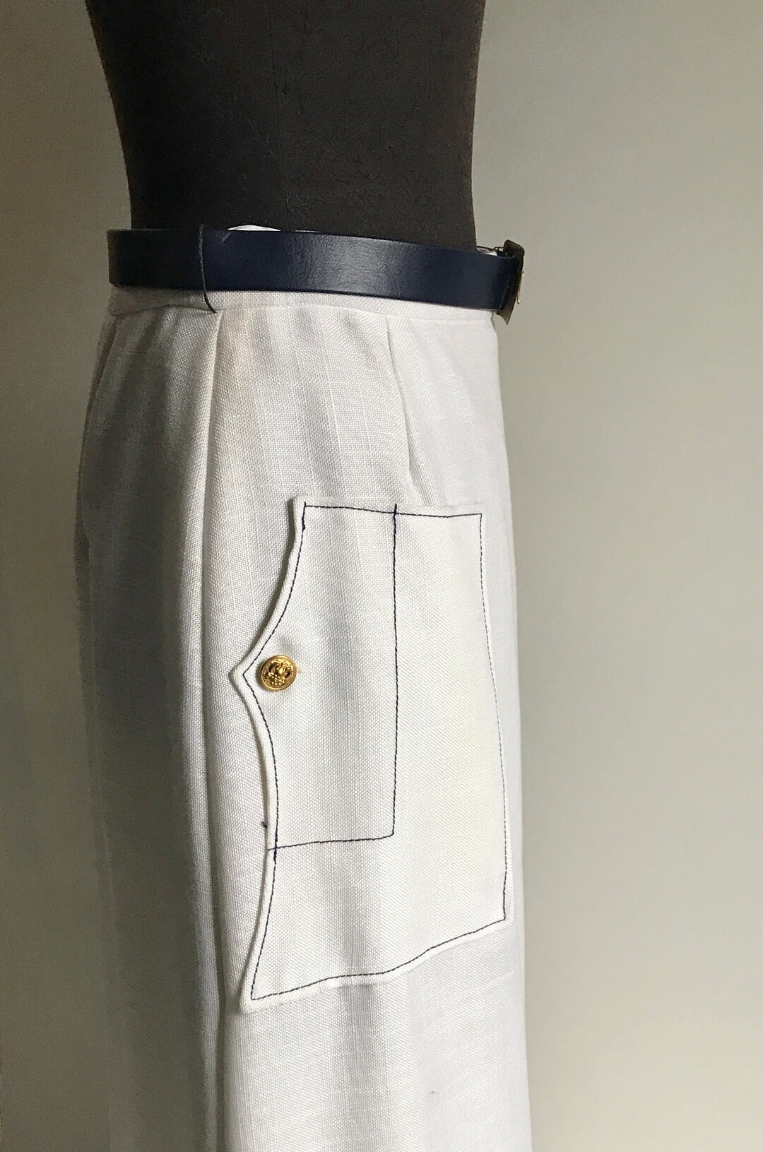 Vintage 70's Zizi Maxi White Skirt, Navy Belt, Eagle Belt Buckle,large ...