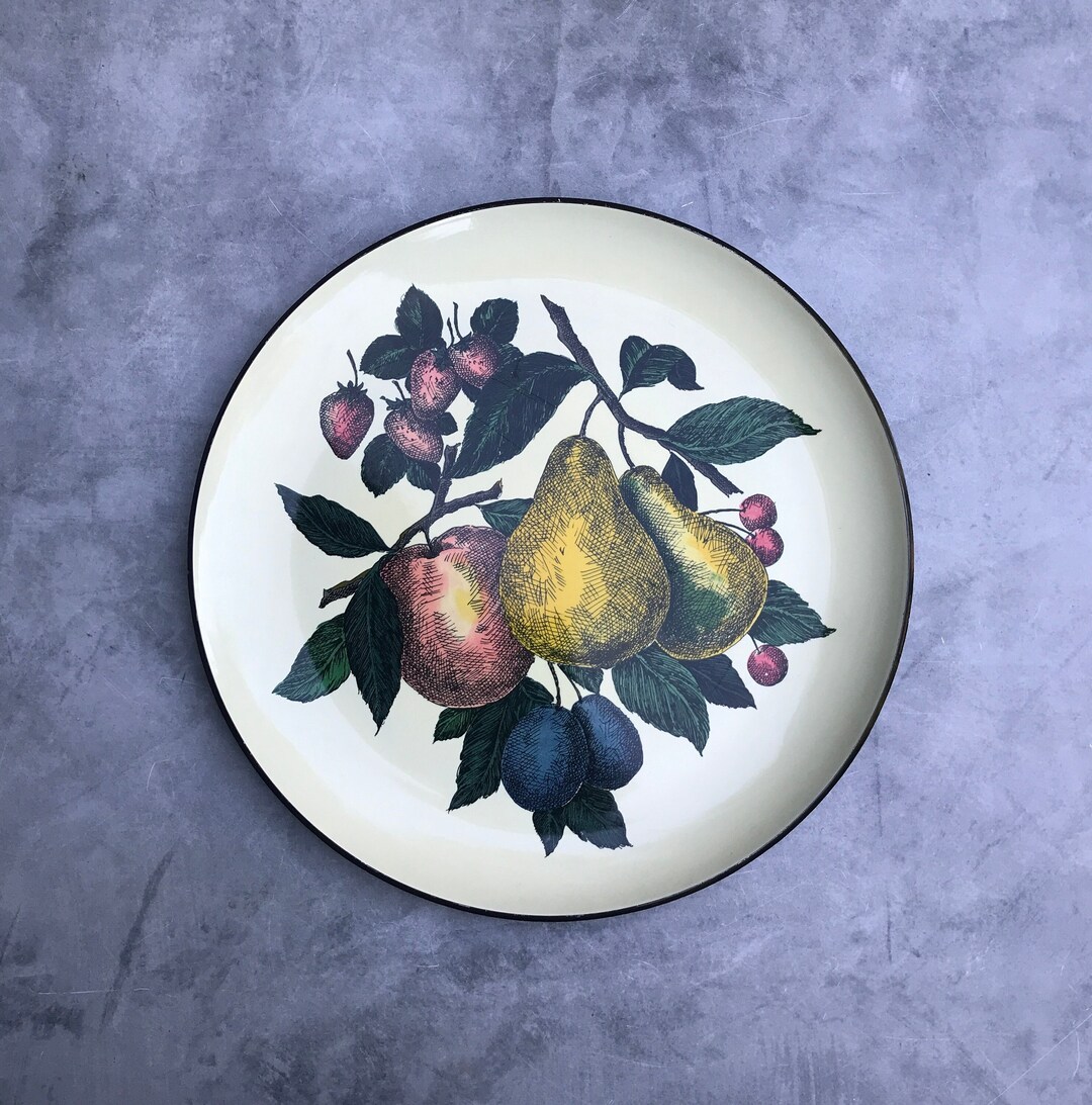 Vintage Round Lacquerware Fruit Tray, Vintage Lacquerware Large Plate ...