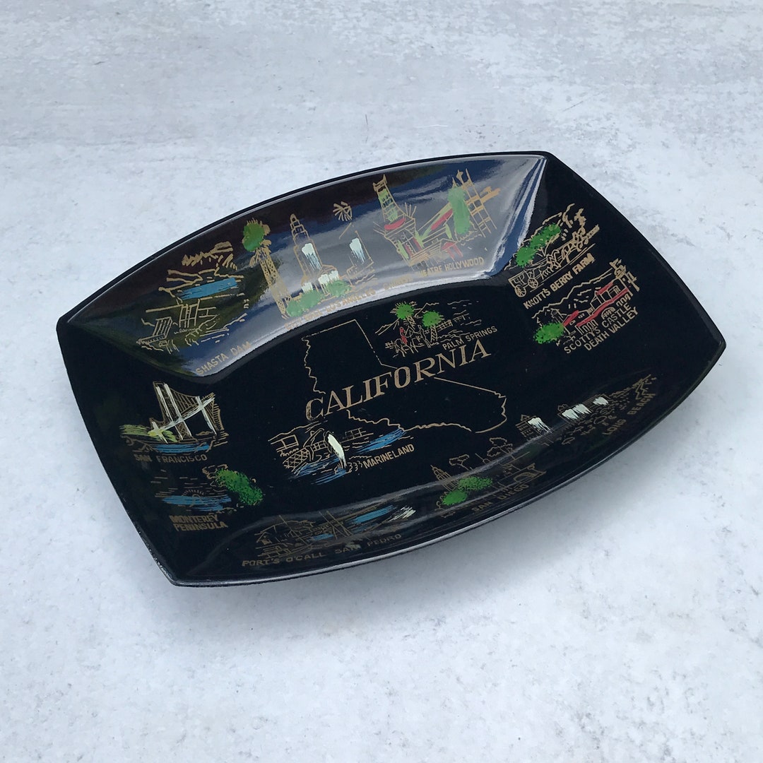 Vintage Retro California State Map Decorative Lacquerware Plastic Small ...