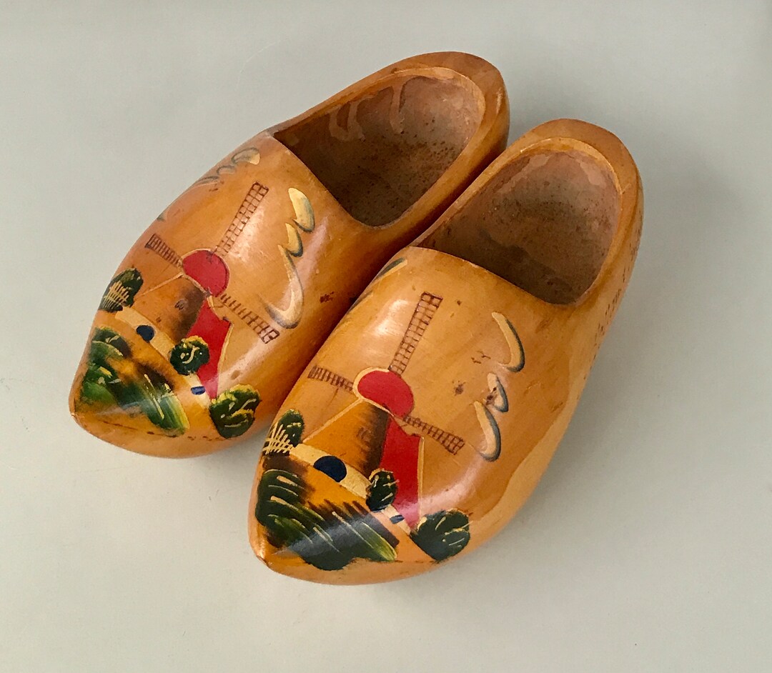Vintage Large Handpainted Carved Wooden Clogs, Holland Michigan Clogs ...