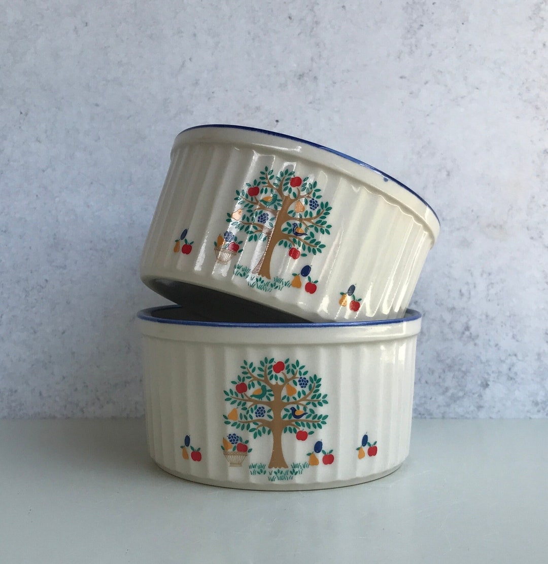 Two Vintage Tree of Life Stoneware Collection Set of Ramekins, Autumn ...