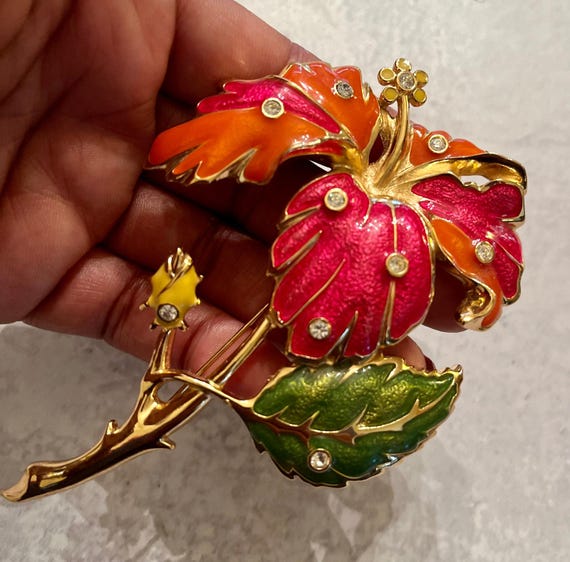 Vintage Huge Jose Maria Barrera Hibiscus Brooch, Stat… - Gem