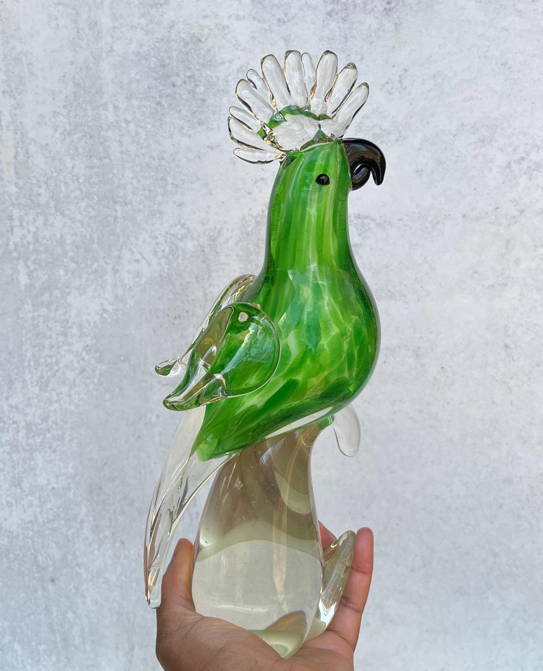 Vintage Glass Green Parrot Murano Style Like, Art Glass Cockatoo ...