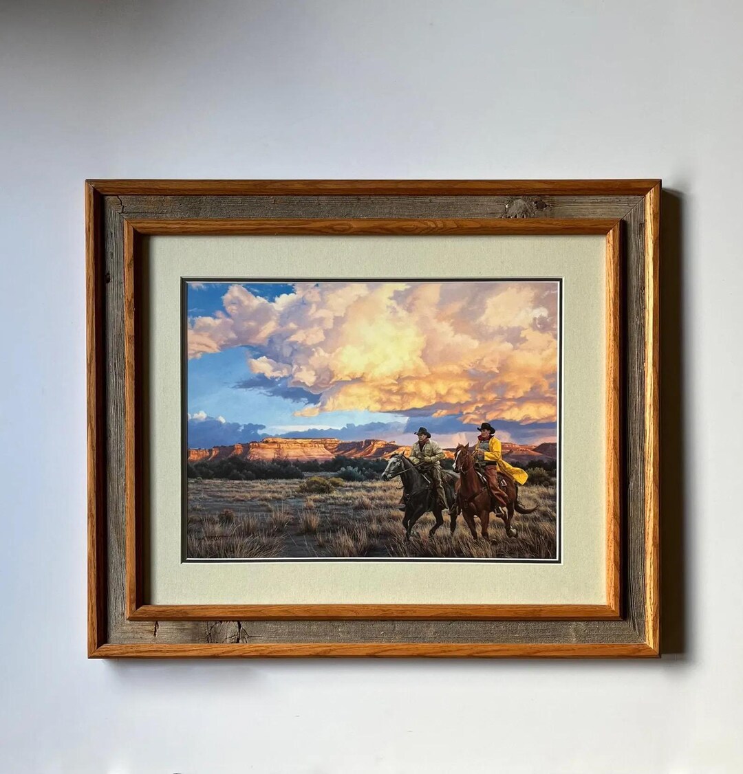 Vintage Tim Cox Racing Sundown Print Framed, Barnwood Glass Frame ...