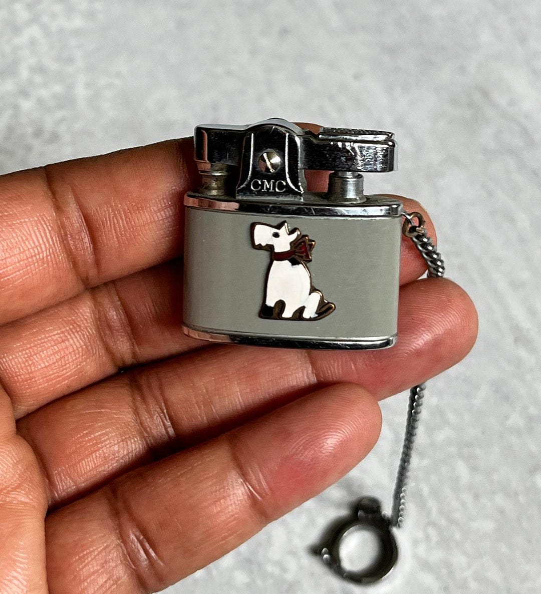 Vintage Scottie Dog Lighter With Chain CMC Continental, White Scottie ...