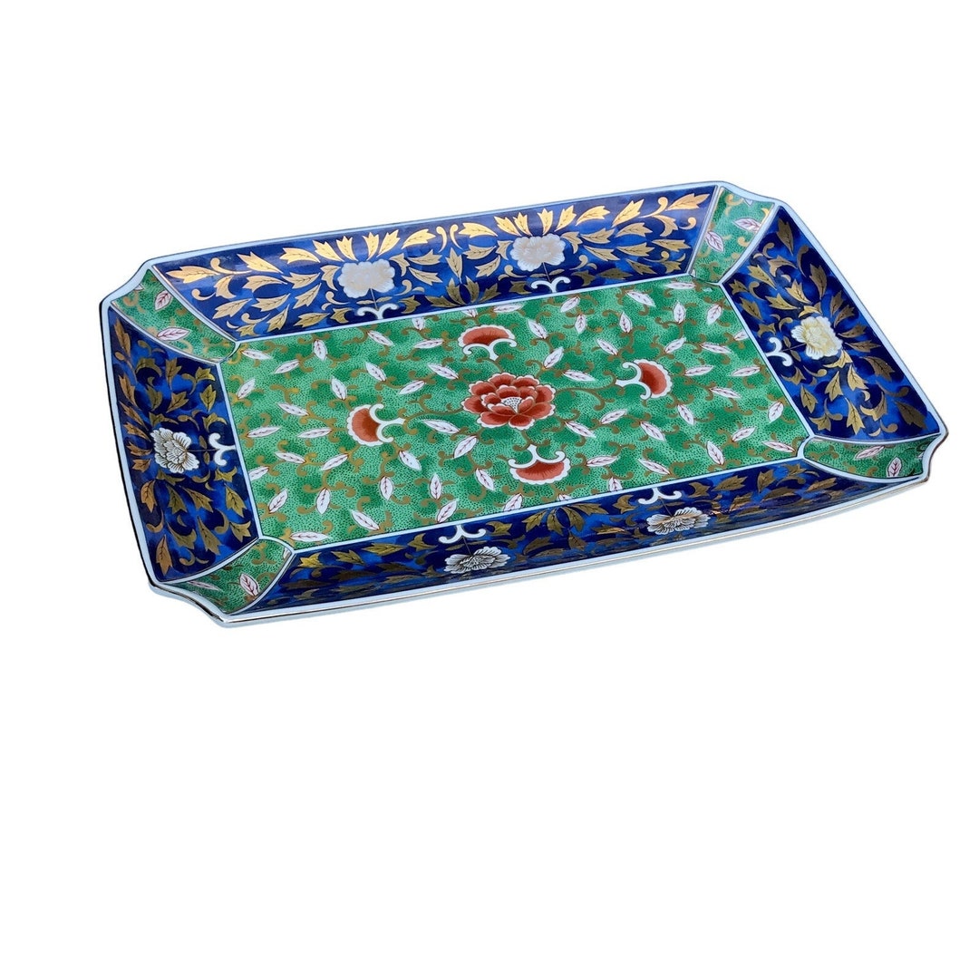Vintage Large Otagiri Handpainted Rectangle Tray, Gilded Floral ...