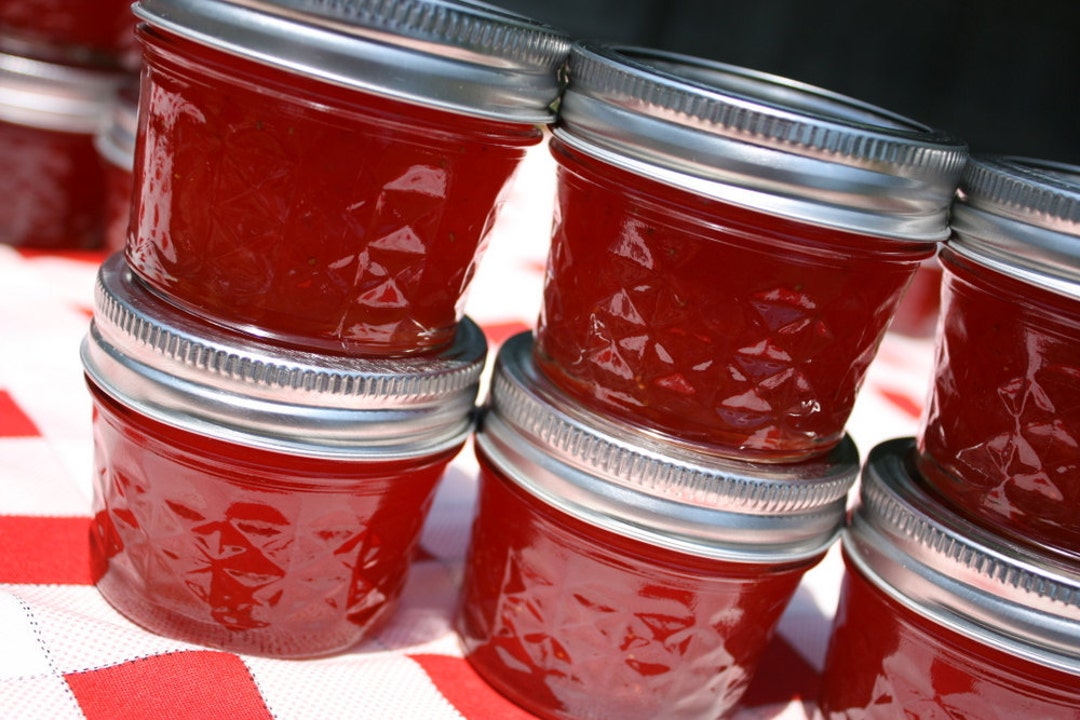 Jam Party Favor, 12 4oz Sample Jars of Our Homemade Strawberry ...