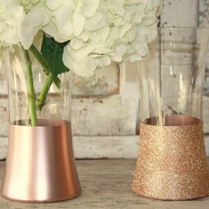 Rose Gold Wedding Bouquet Vases, Wedding Decor, 12 Rose Gold Dipped ...
