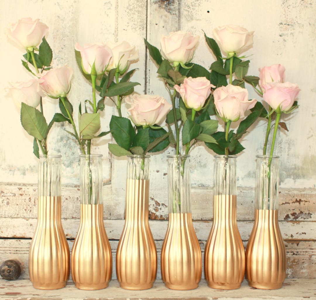 9 Gold Budvase, Set of 6, Wedding Centerpieces, Bridal Parties, Gold ...