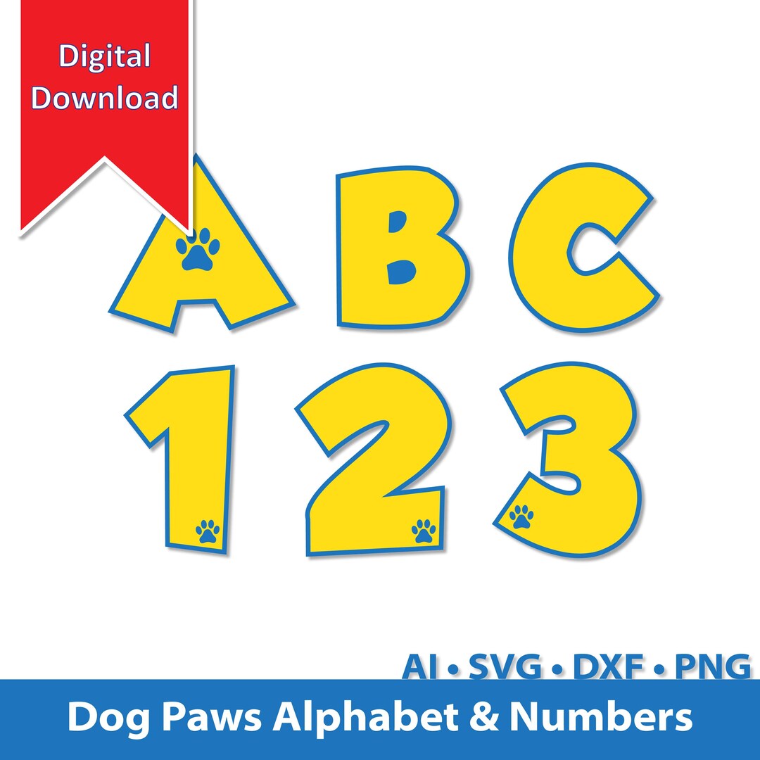 Paw Print Font Bundle - SVG, AI, PNG, Dxf Dog Letters & Numbers | Pet ...