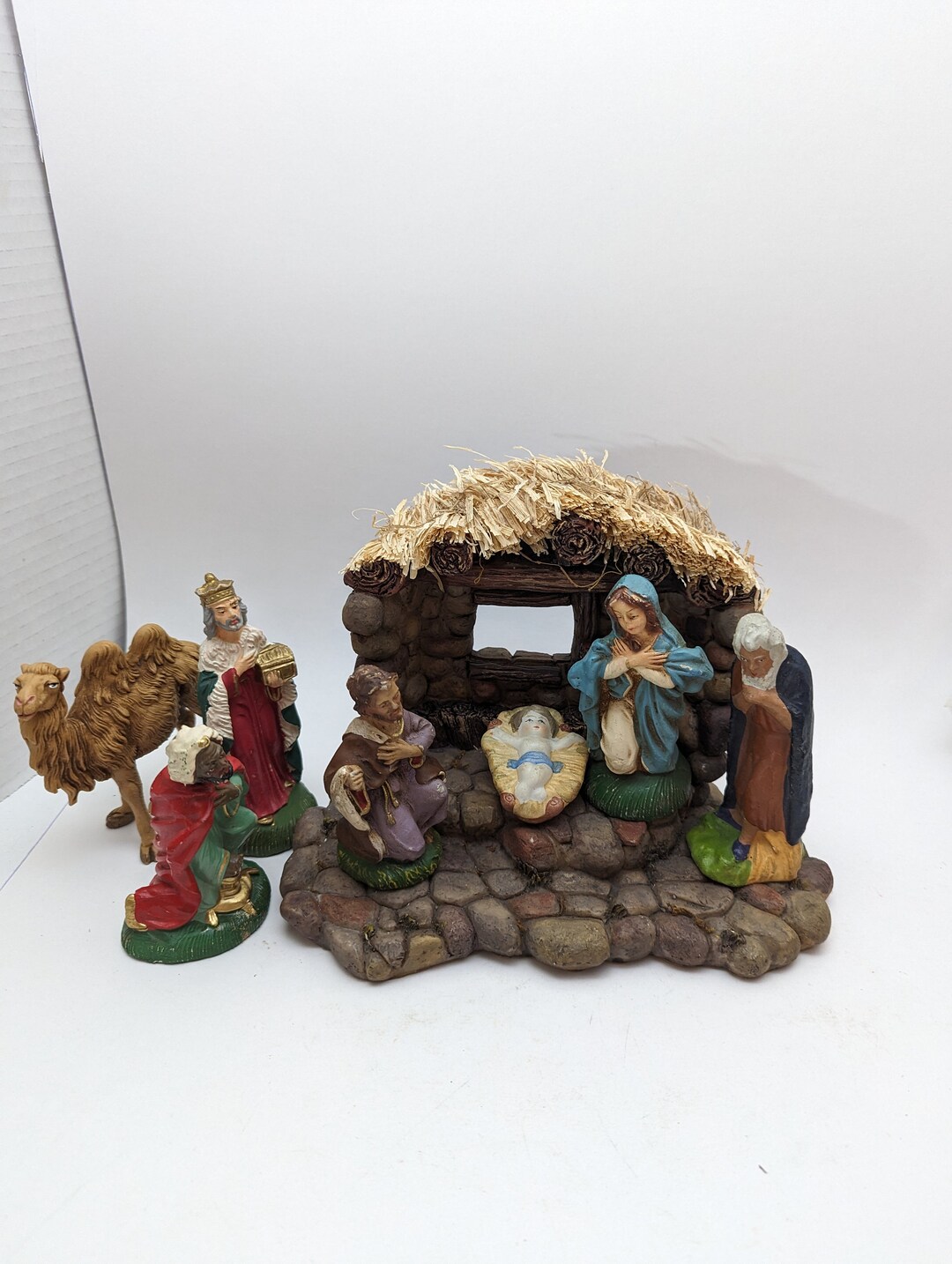 Nativity Vintage Nativity Scene Stone Stable Setting Kurt Adler - Etsy