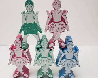 Bill Ding Blocks Balancing Building 14 Vintage Wood Stacking Men 4.5 ...