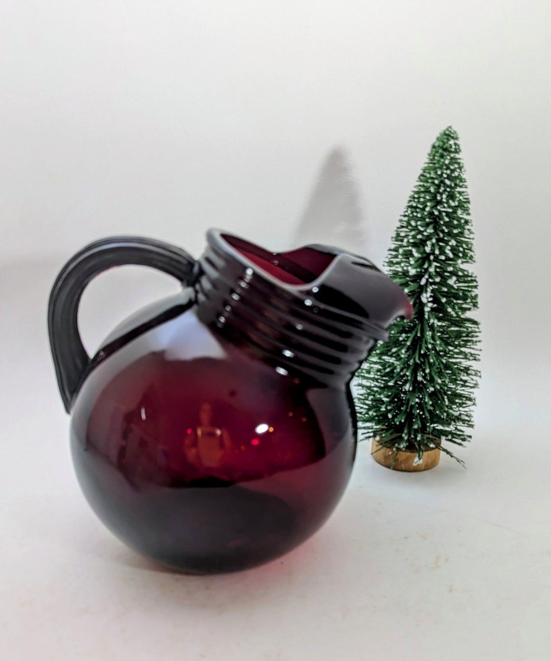 Vintage Ruby Red Glass Roly Poly Pitcher - Etsy