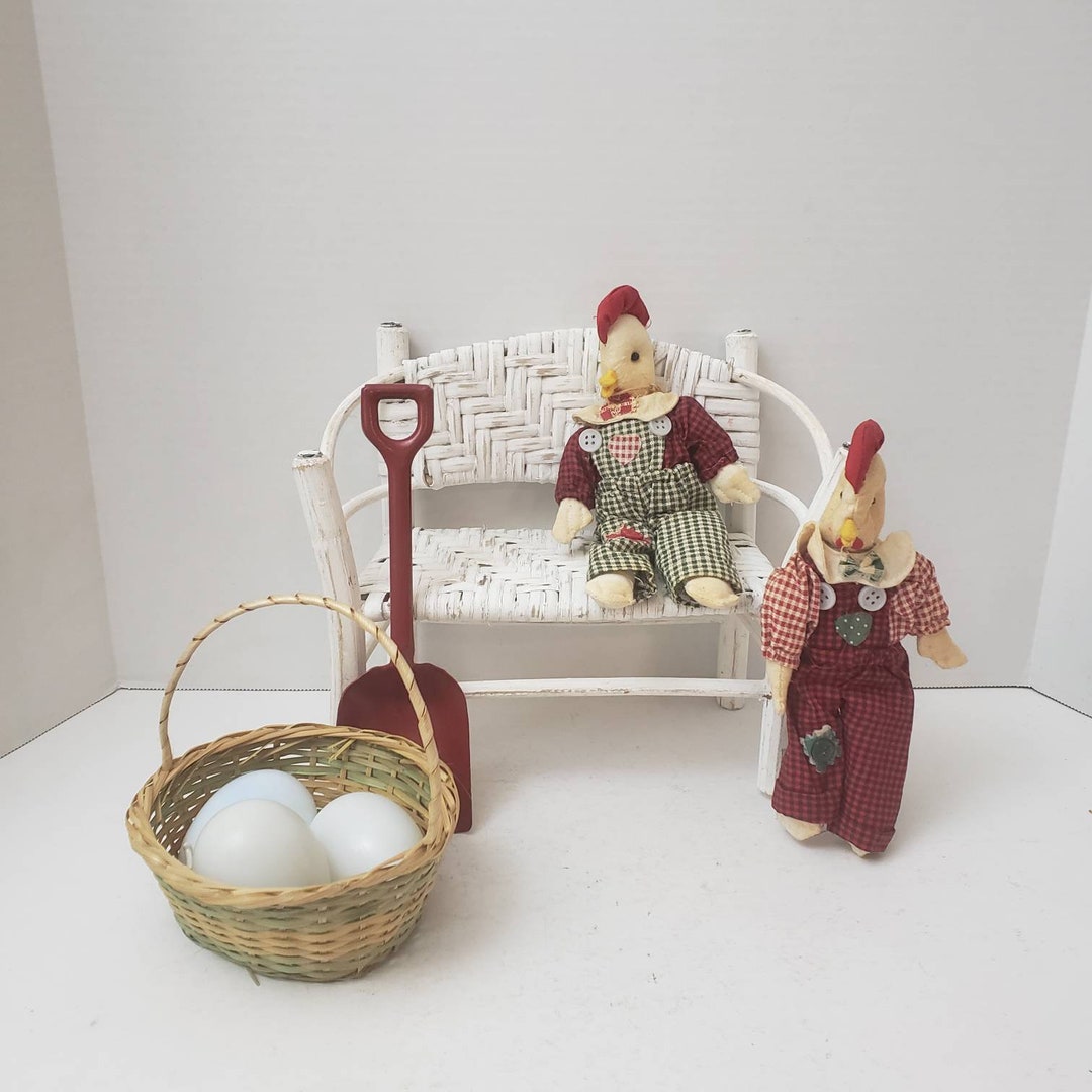 Vintage Rooster Pair With Gingham Overalls - Etsy