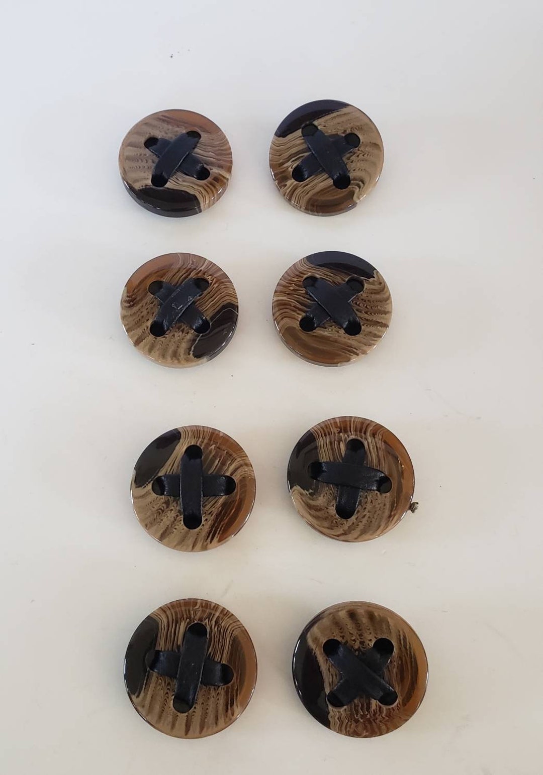 Vintage 1960s Brown X Buttons – Set of 8, Large Accent Buttons - Etsy