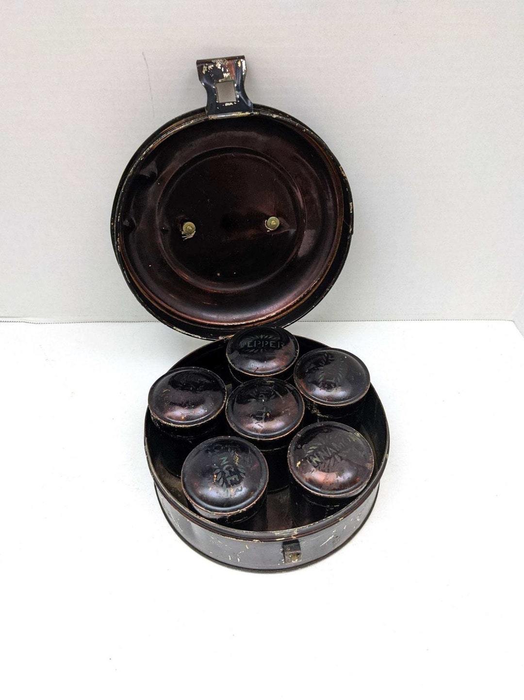 Antique Victorian Tin Spice Box-vintage Victorian Industrial Toleware ...